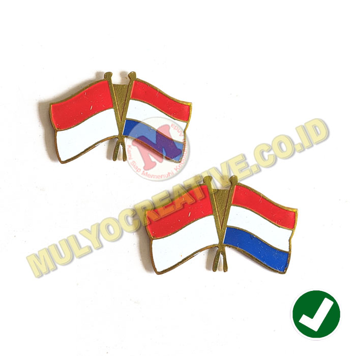 Pin Cross Flag Belanda Indonesia Pin Bendera Persahabatan Negara Murah ...