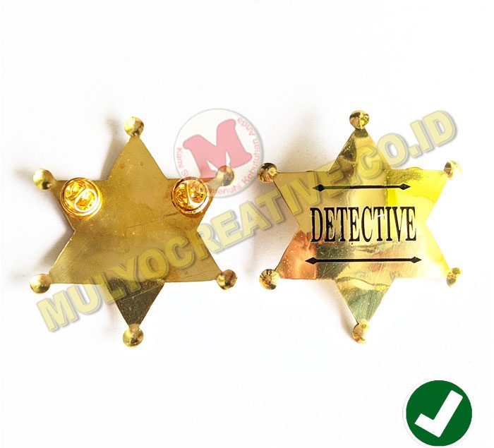 Pin Bintang Detective Gold Pin Model Bintang Bahan Logam Kuningan ...